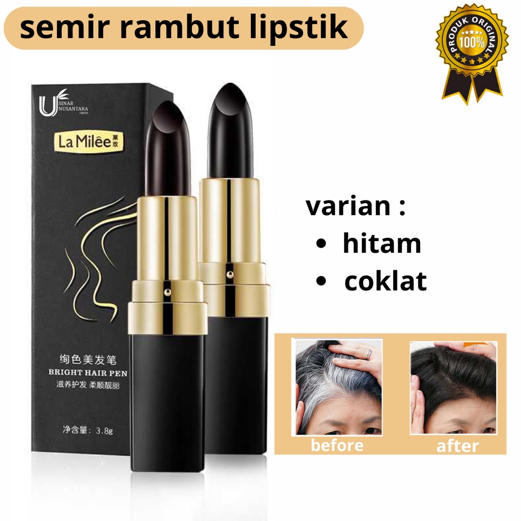 Jual bisa COD terrlaris cat rambut listik semir La Milee Lipstik Cat Rambut Uban Penghitam ...