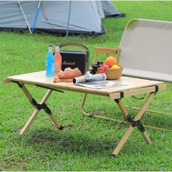 Jual Meja Lipat Camping Portable Egg Roll Kayu Karbon - Folding Camping ...
