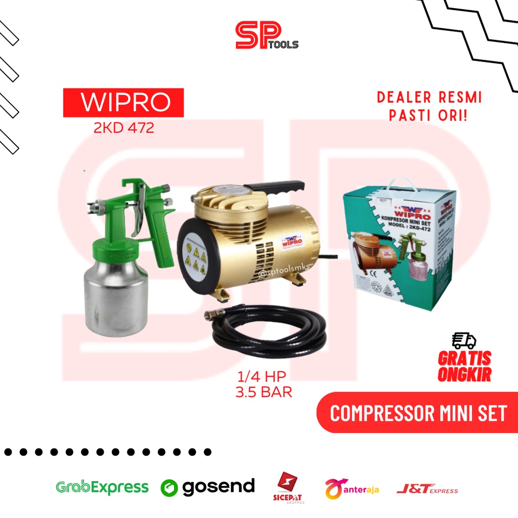 Jual COMPRESSOR MINI SET / COMPRESOR KOMPRESOR CAT SPRAY GUN WIPRO 2KD ...