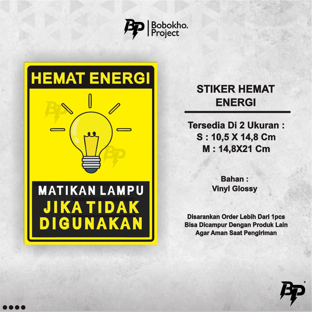 Jual Sticker Matikan Lampu / Sticker Harap Matikan Lampu / Sticker ...