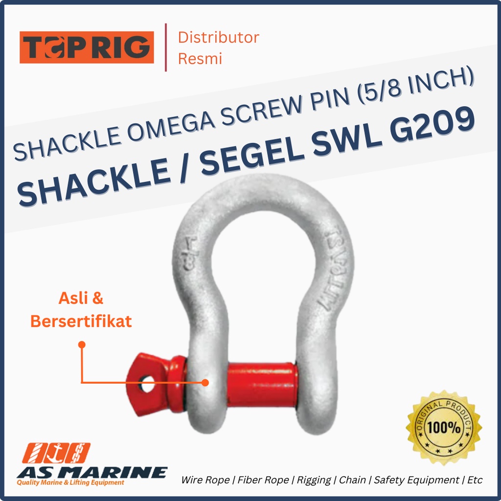 Jual TOPRIG Shackle Omega / Segel Omega G209 Screw Pin 5/8 Inch (3.25 ...