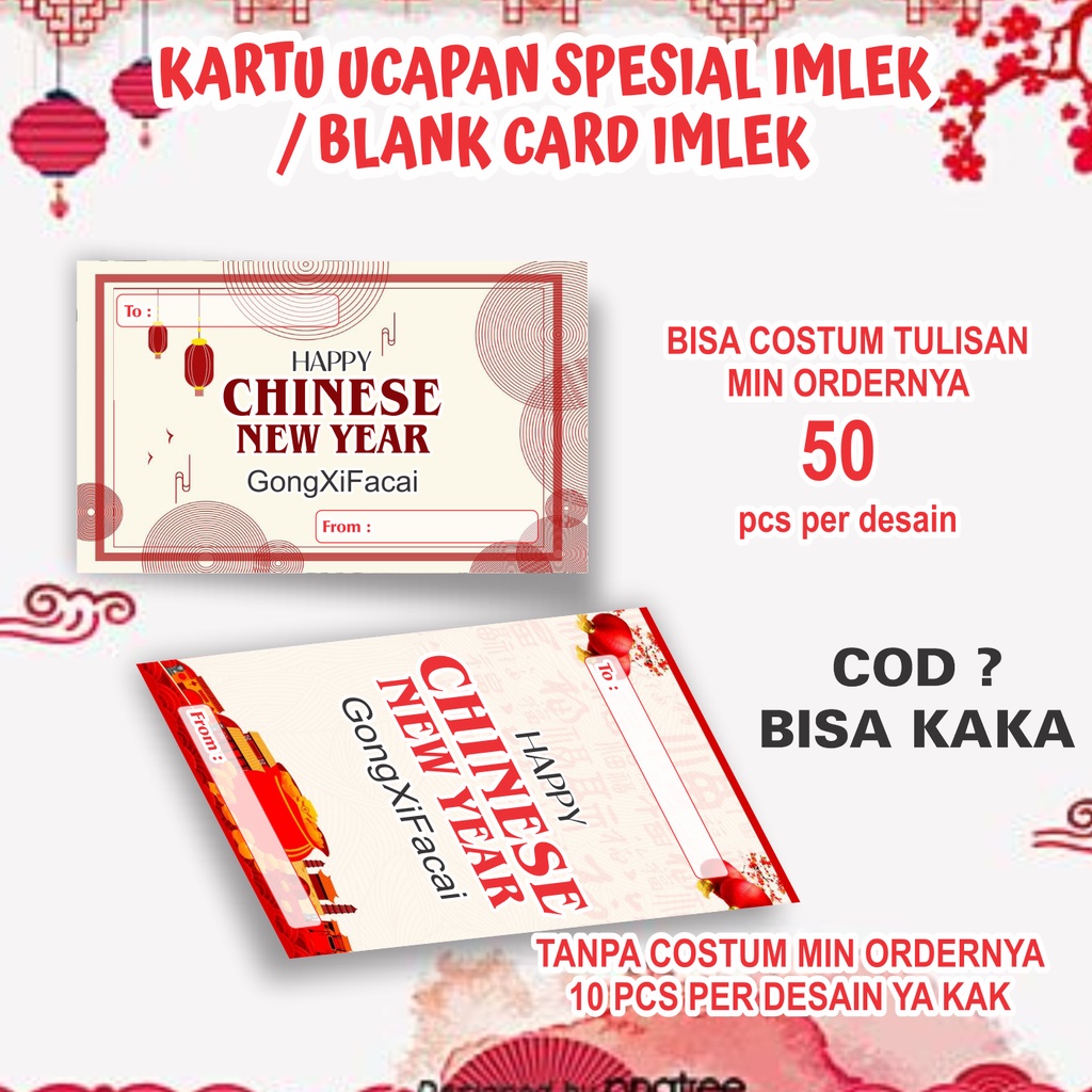Jual Kartu Ucapan Imlek | Greeting Card Chinese New Year | Gift Card ...