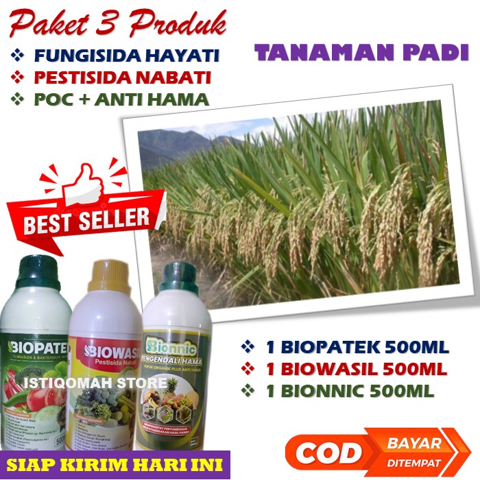 Jual PAKET HEMAT 3 PRODUK - 1 BIOPATEK + 1 BIOWASIL + 1 BIONNIC Pupuk Semprot Tanaman Padi ...