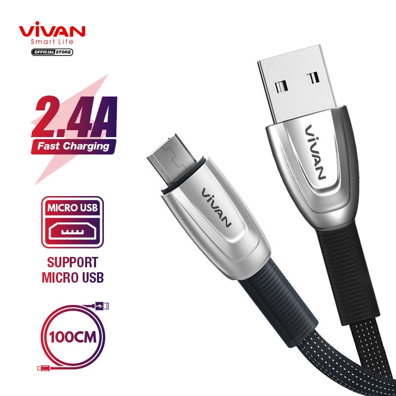 Jual KABEL DATA MICRO VIVAN BTK-MS 2.4A FAST CHARGING 100cm Android ...