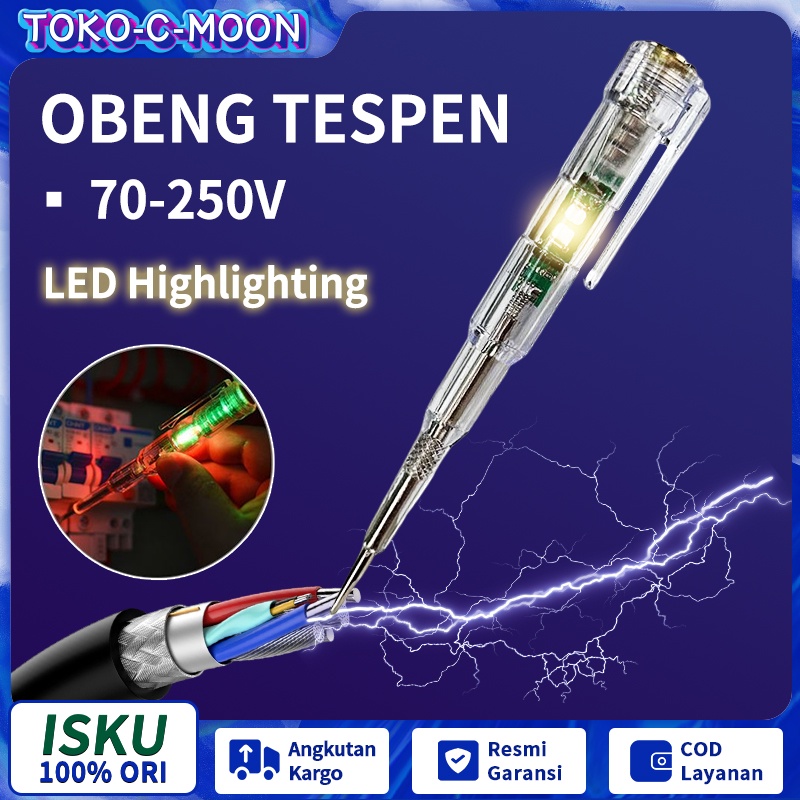 Jual ISKU Obeng Tespen Medeteksi tegangan listrik 100 - 500 VAC Aman ...
