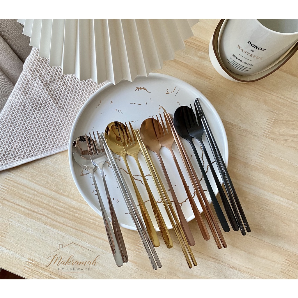 Jual Sendok Garpu Sumpit Sujeo Stainless Stell (SUS 304) / Set Alat ...