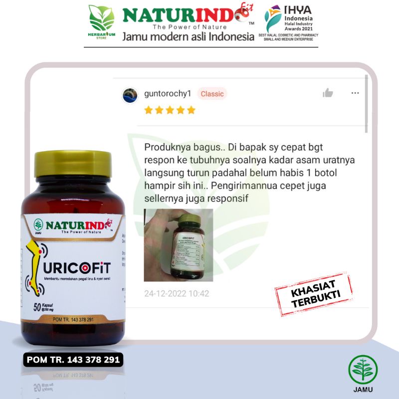 Jual Uricofit 50 Kapsul Obat Herbal Jamu Asam Urat Gout Pegal Linu ...