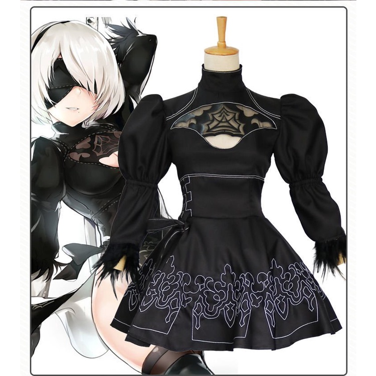 Jual Nier Automata Yorha 2B Cosplay Costume Suit Anime Women Outfit Set ...