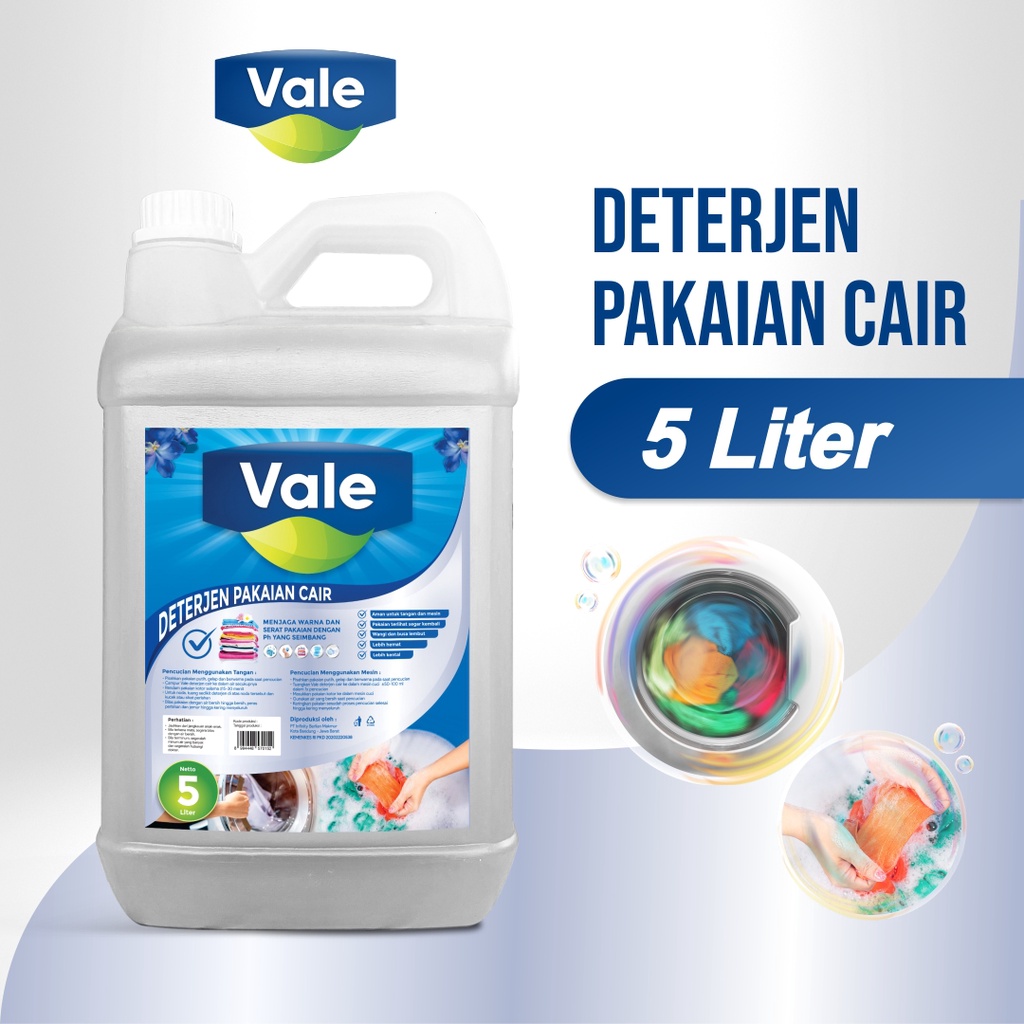 Jual VALE Deterjen Cair 5L / 5000 Ml Kemasan Jerigen, Liquid Detergent Pencuci Pakaian | Shopee ...