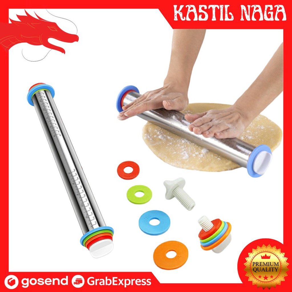 Jual Adjustable Rolling Pin - Stainless 4 Ukuran - Penggiling Adonan ...