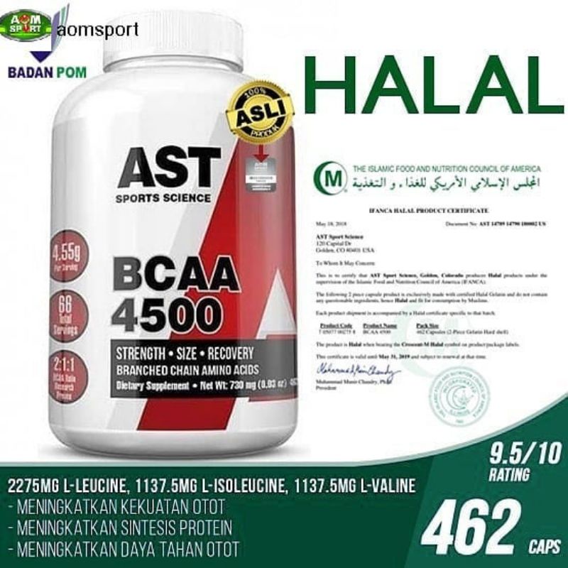 Jual AST BCAA 4500 mg 462 Kapsul Capsul | Shopee Indonesia