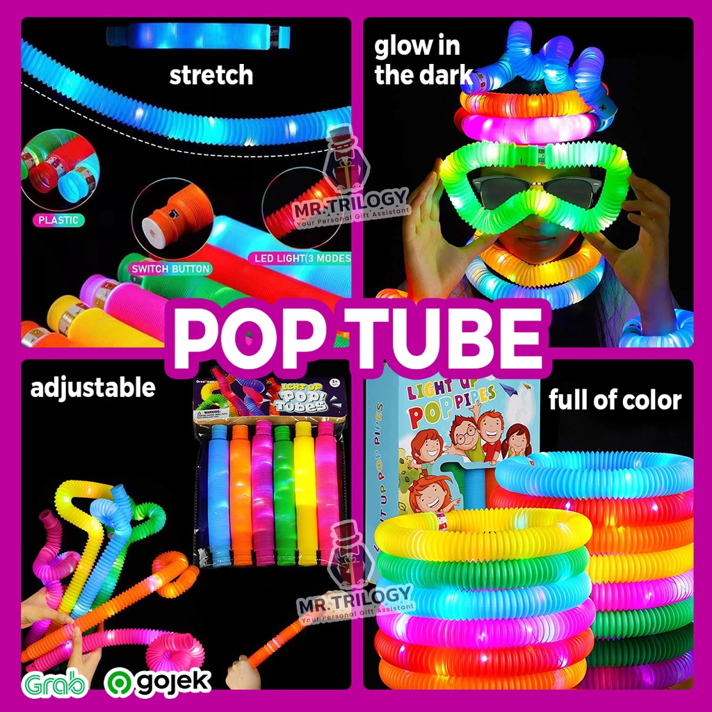 Jual Mainan Anak Light Up Pop Tubes LED Fidget Pop Pipes Mainan Kreasi ...