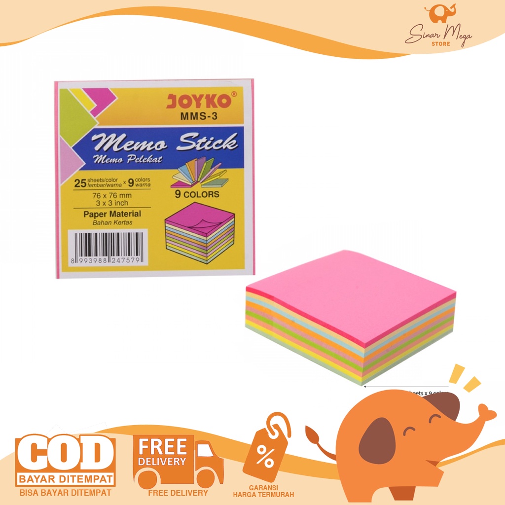 Jual Joyko Memo Sticky Notes MMS 3/ MMS3 Memo Kertas Tempel Murah ...