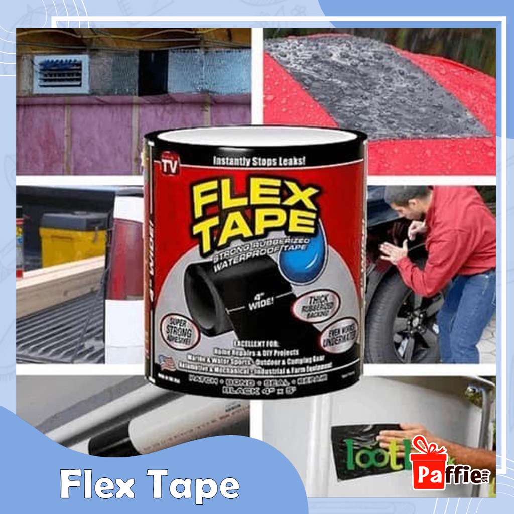 Jual NEW Flex Tape 4' Isolasi Ajaib Waterproof Super Kuat strong Rubberized WaterProof Lakban ...