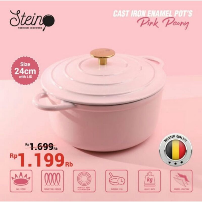 Jual STEINCOOKWARE Stein Cast iron enamel pot Caserole 24 cm | Shopee ...