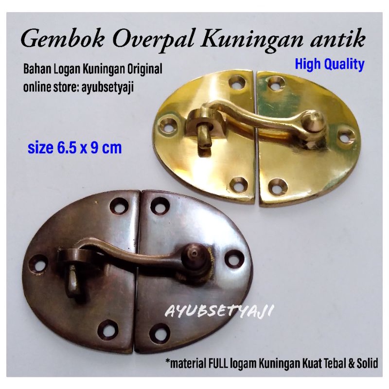 Jual Gembok Kuningan Grendel kait antik Pengunci pintu Rumah overpal ...