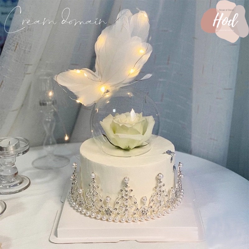 Jual Topper Fur Butterfly Hiasan Kue Bentuk Kupu-kupu Bulu Putih Wings ...