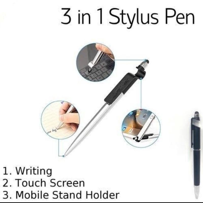 Jual Pen Stylus 3in1 Pulpen Stilus Touch Screen Holder Smartphone Multifungsi | Shopee Indonesia