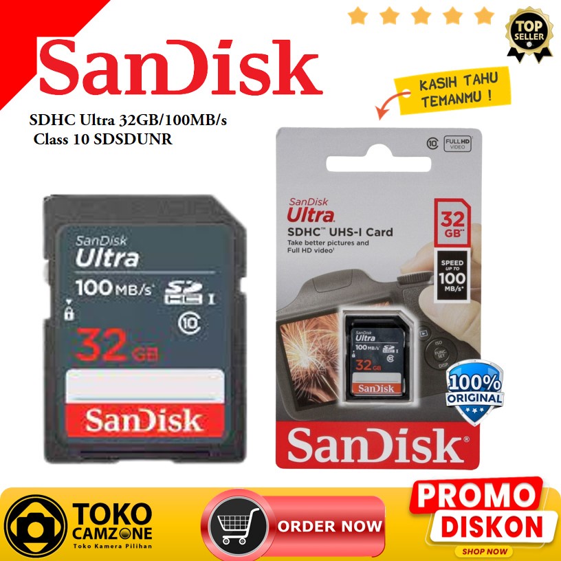 Jual Sandisk SDHC Ultra 32GB/100MB/s Class 10 SDSDUNR | Shopee Indonesia