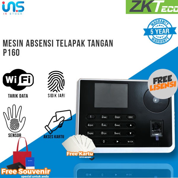Jual Mesin Absensi Fingerprint Dan Telapak Tangan Palm ZKTECO P160 Bisa Akses Kontrol Pintu ...