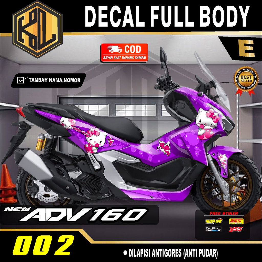 Jual (LUCU)Decal Sticker Variasi Fullbody Honda Adv 160-Dekal Stiker Adv Desain Hello Kitty lucu ...