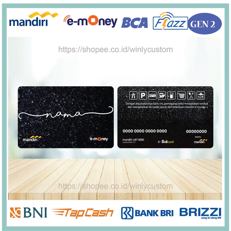 Jual KARTU EMONEY E TOLL CUSTOM DESIGN GLITTER WHITE & BLACK CUTE NAMA ...