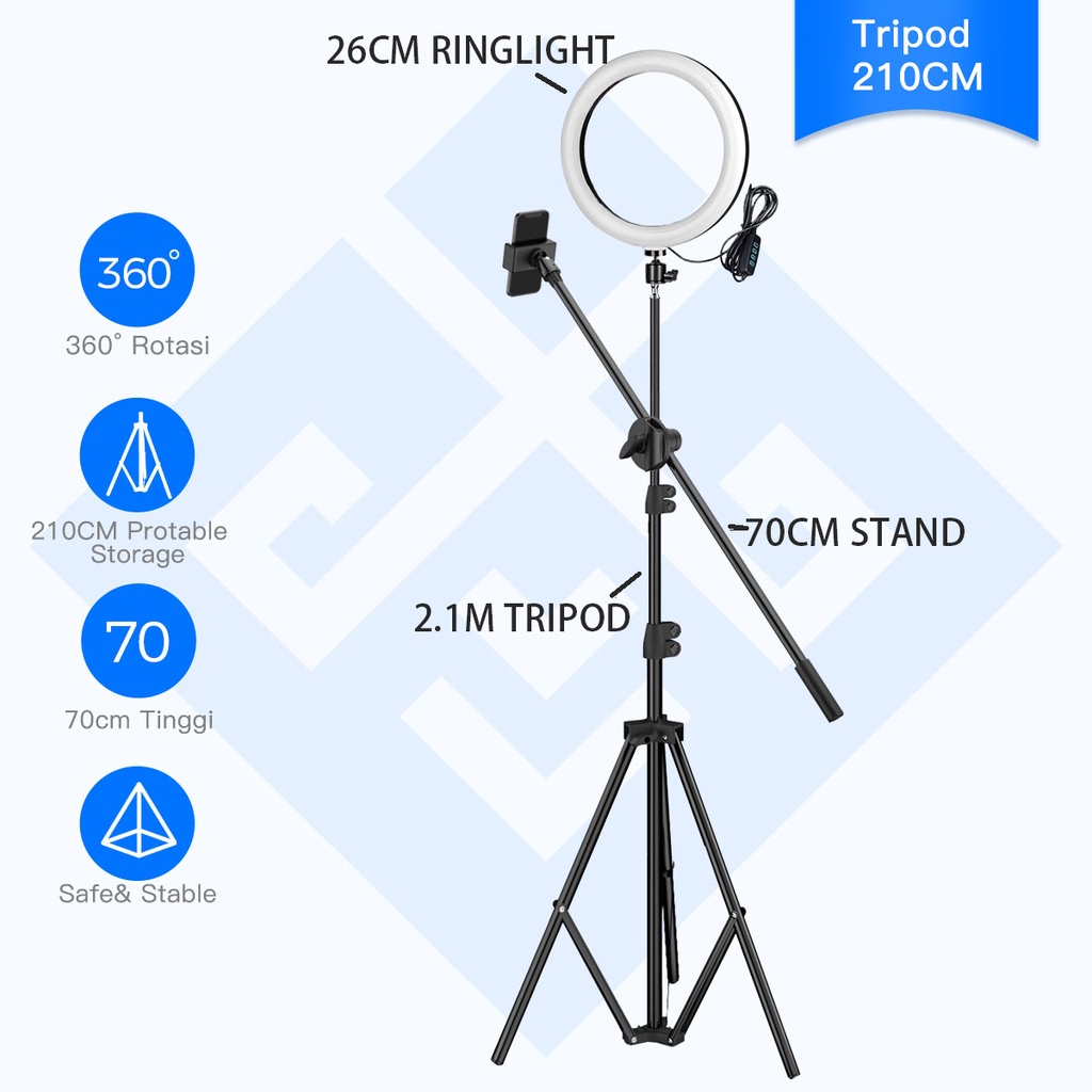 Jual INBEX Ringlight Overhead Tripod Konten Fill LED Lighting Foto ...