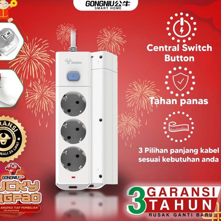 Jual Promo!! (HOT) GONGNIU Stop Kontak 3 Lubang Colokan Mesin Cuci ...