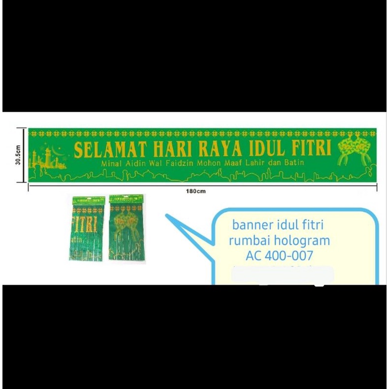Jual JUMBO BANNER DEKORASI HOLOGRAM RUMBAI 180 CM SELAMAT HARI RAYA ...