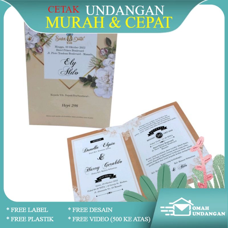 Jual Cetak Undangan Pernikahan Hepi 298 Murah Sudah Cetak | Shopee Indonesia