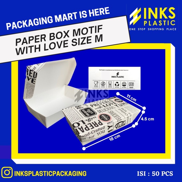 Jual [Lunch Box Set] Paper Lunch Box Motif Koran With Love Size M (Isi ...