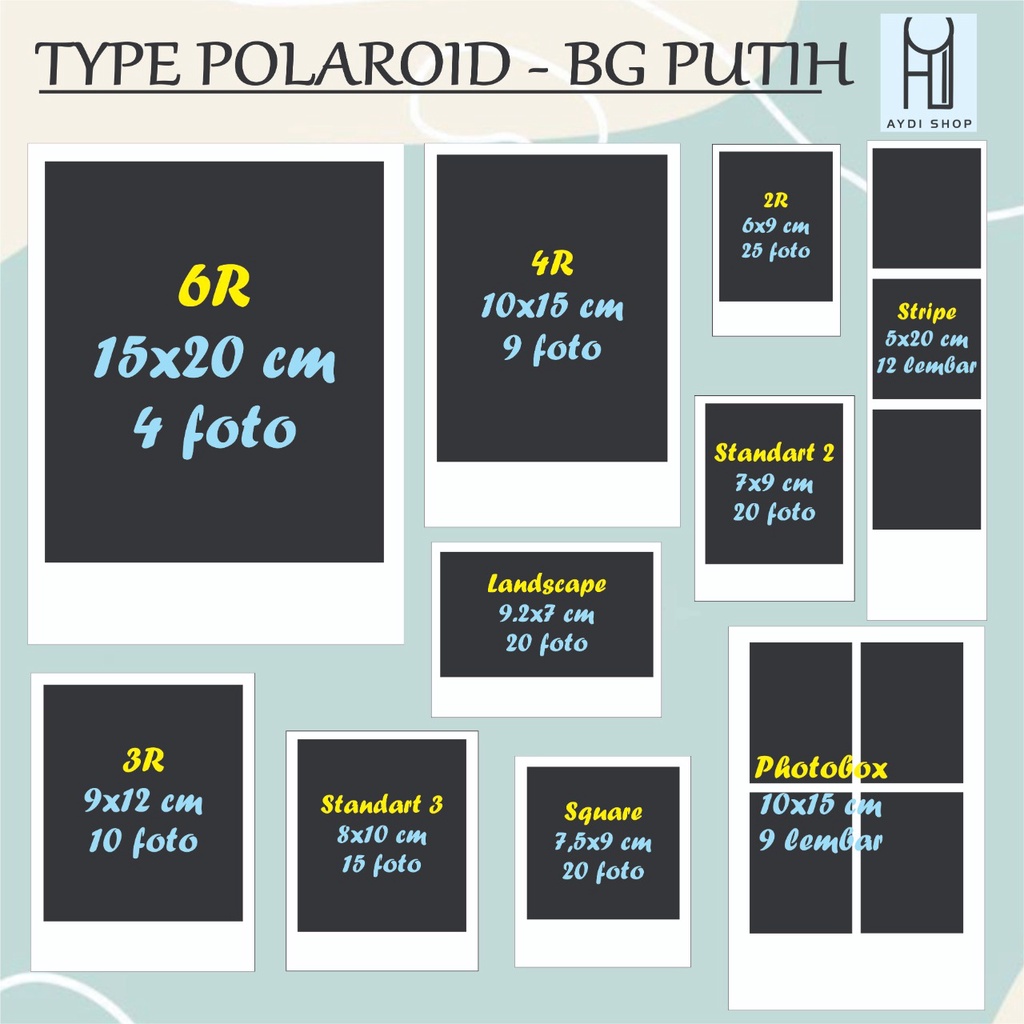 Jual (Background Putih-Type Pollaroid) CETAK FOTO POLLAROID SIZE FREE CUSTOM BACKGROUND LAMINASI ...