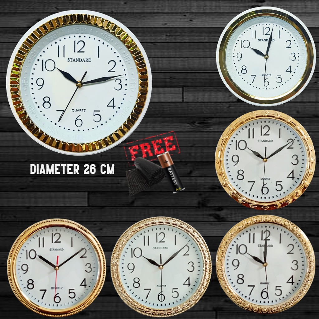 Jual Jam Dinding Murah Bulat Kamar Kantor Ruang Tamu Perak Emas Silver ...