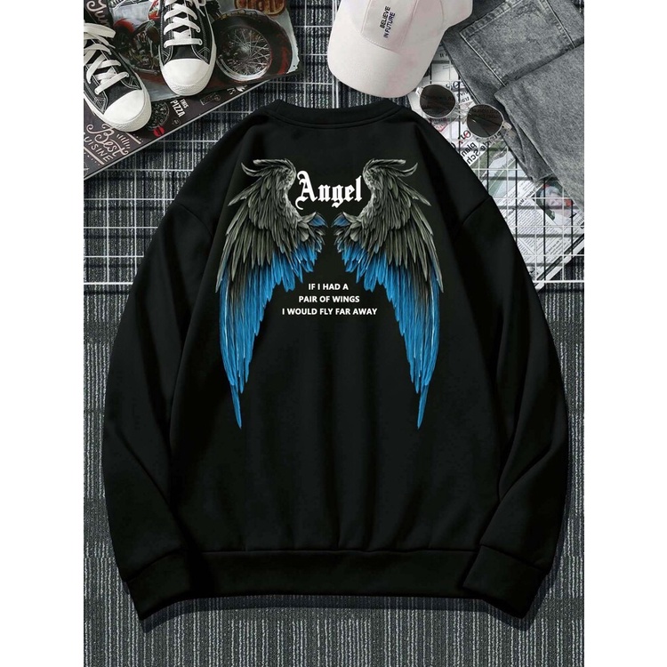 Jual ANGEL WING Sweater Crewneck Print DTF II ANGEL WING Sweatshirt ...
