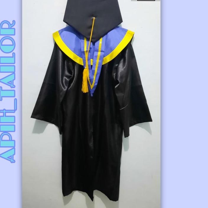 Jual Depan BAJU TOGA WISUDA SARJANA 1SET_BIRU LIST KUNING | Shopee ...