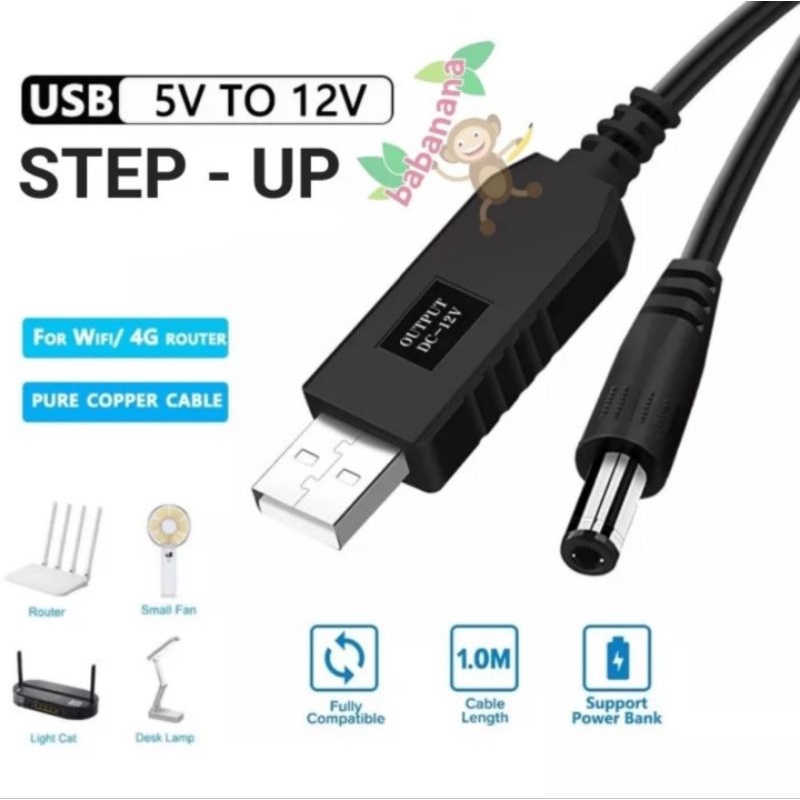 Jual Kabel STEP UP USB 5V to DC 12V 5521 STEPUP Cable Router 5.5 x 2 ...