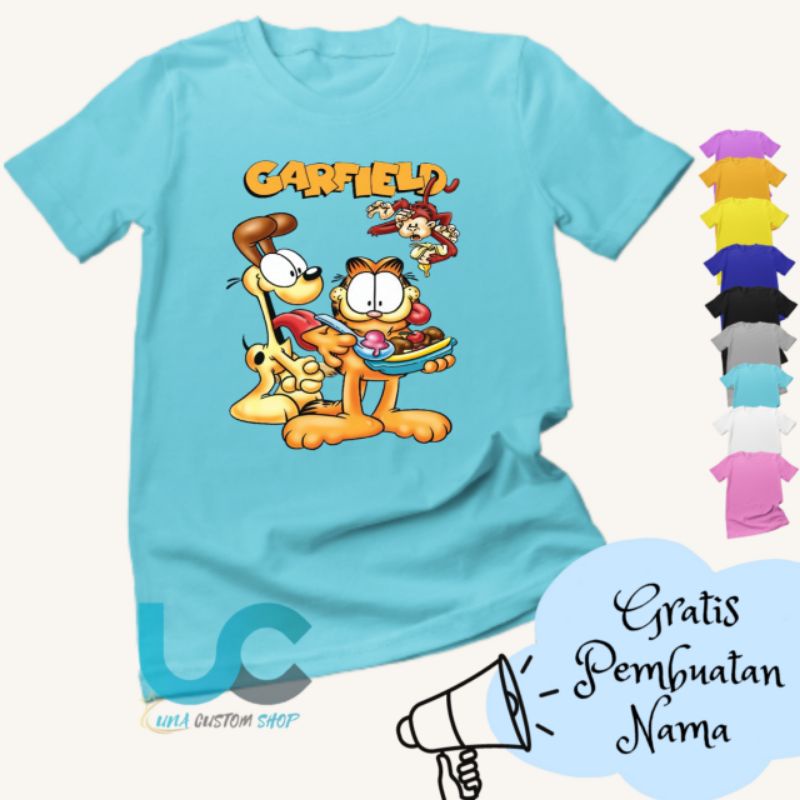 Jual Kaos Anak Custom Gambar The Garfield Baju Unisex Terbaru Bahan ...