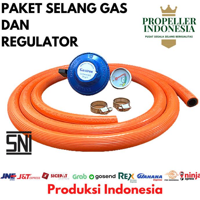 Jual Selang Gas Orange 2 Meter dan Regulator Paket Selang Gas 2 Lapis ...