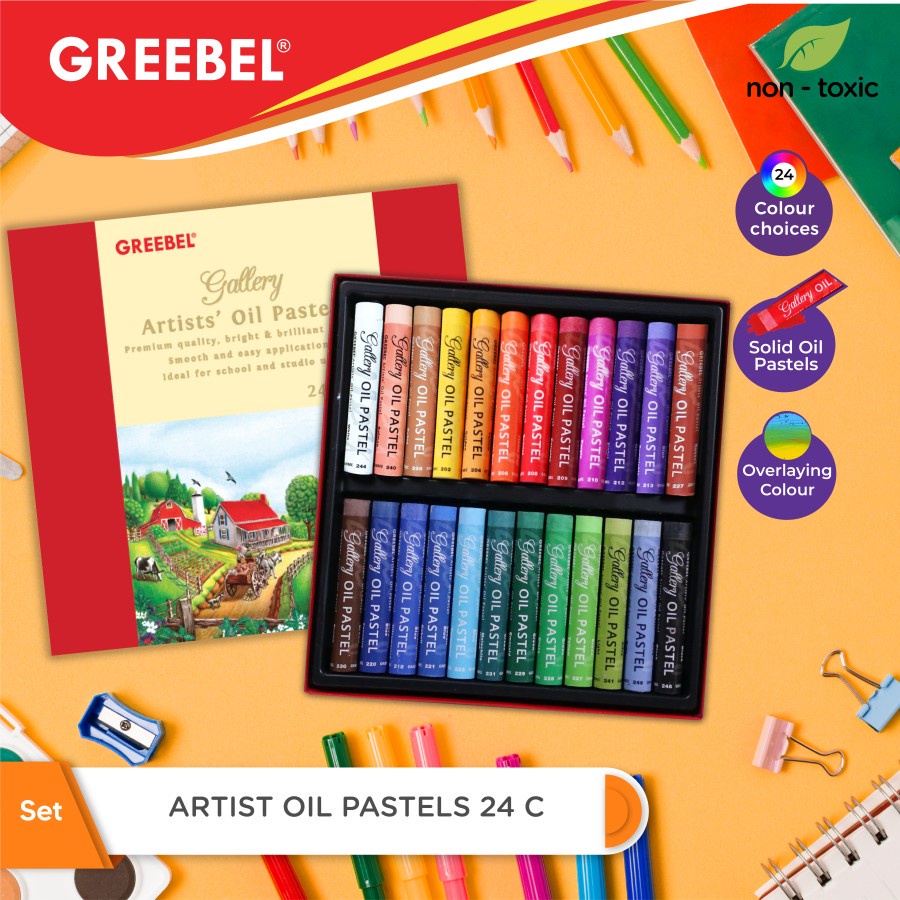 Jual Crayon Greebel Gallery Artist Oil Pastel 24w | Shopee Indonesia