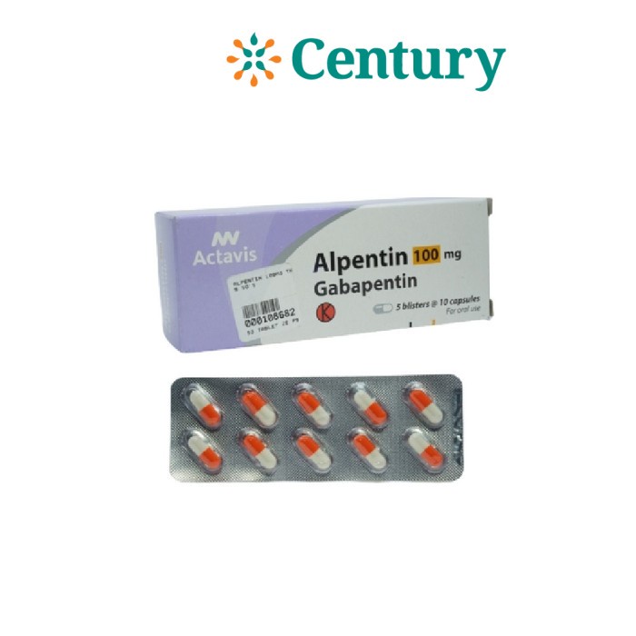 Jual ALPENTIN 100MG 1 BLISTER ISI 10 KAPSUL / GABAPENTIN / ANTI KEJANG ...