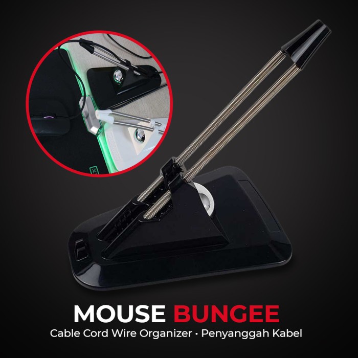 Jual Mouse Bungee Cable Cord Wire Organizer Penyanggah Kabel - Black ...