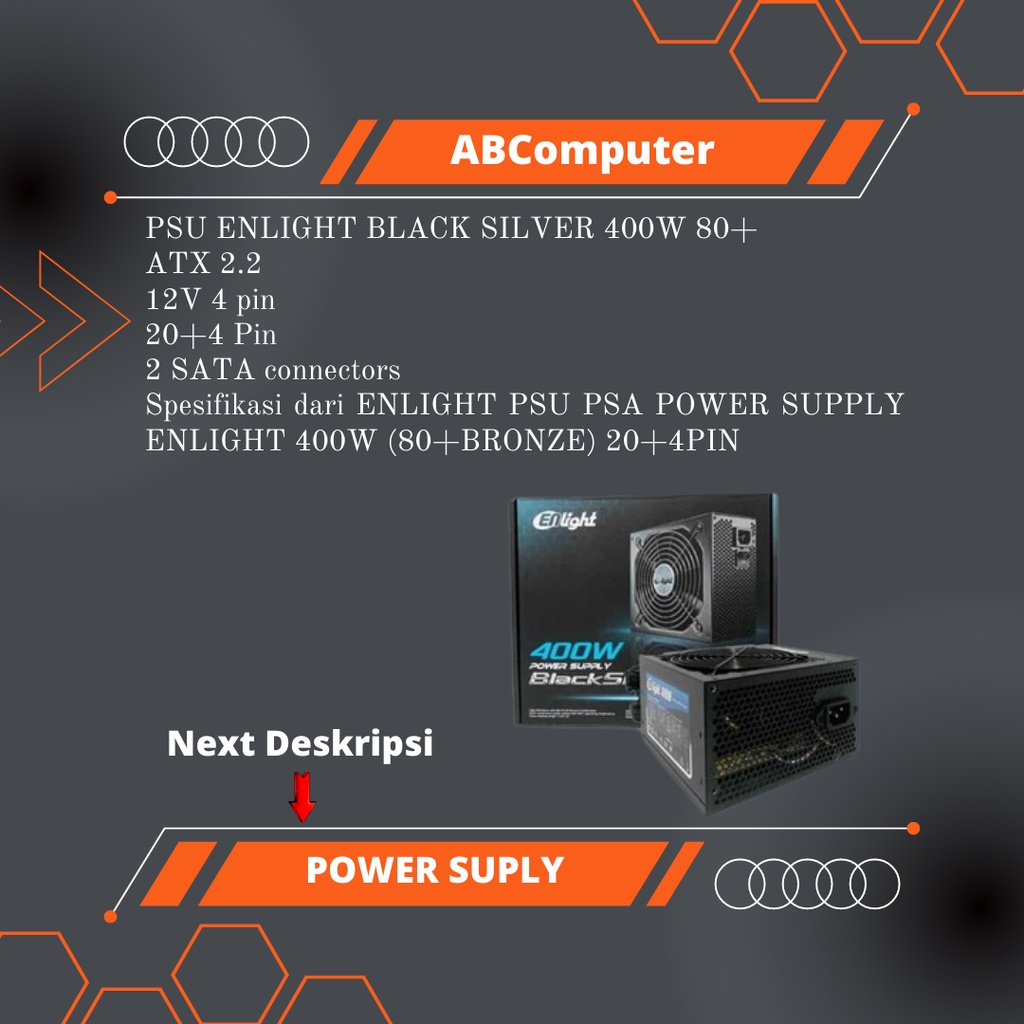 Jual POWER SUPPLY ENLIGHT PSU ENLIGHT 400W (80+BRONZE) | Shopee Indonesia