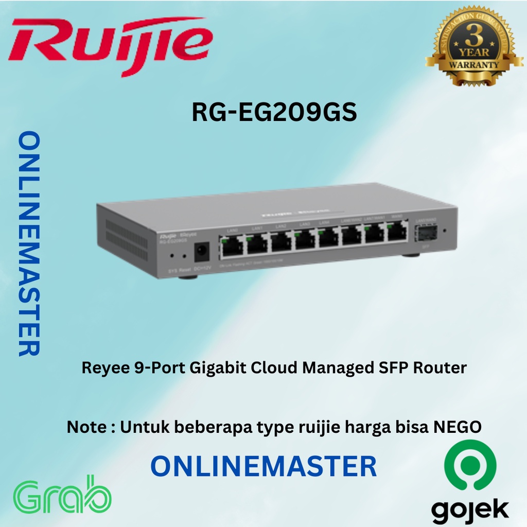 Jual Ruijie RG-EG209GS Reyee 9-Port Gigabit Cloud Managed SFP Router ...