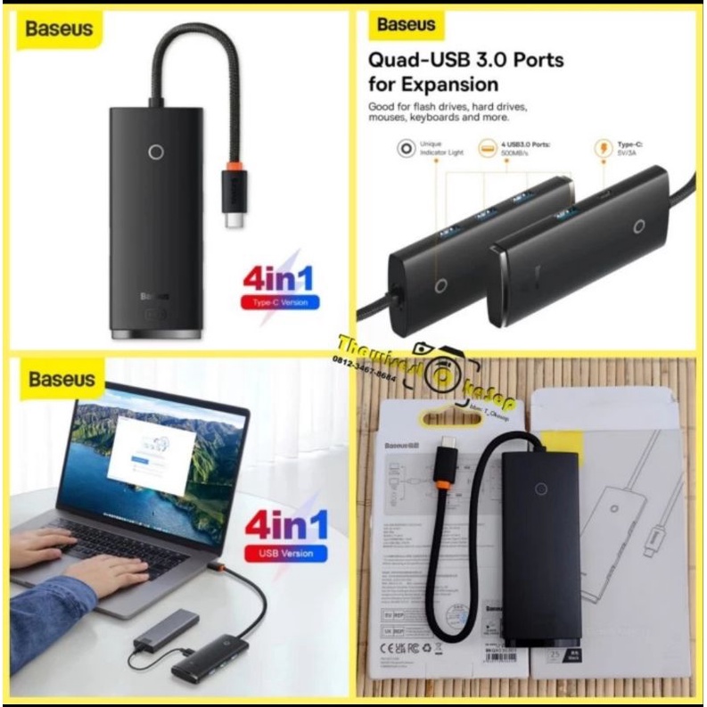 Jual Baseus Type-C HUB Adapter Type-C to USB 3.0*4 | Shopee Indonesia