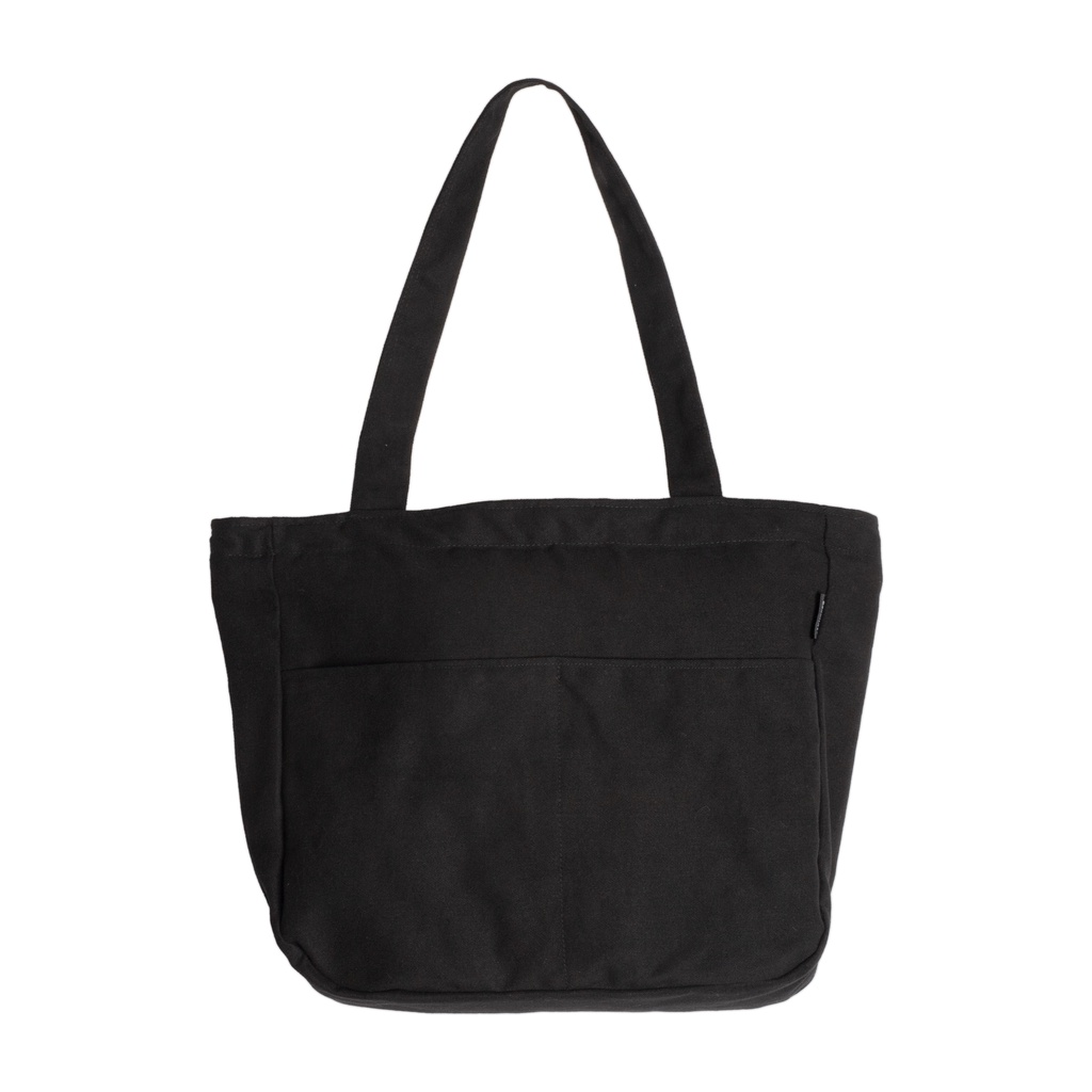 Jual Oakhopes - Tas Tote Bag Kanvas Resleting - Totebag Hitam Inner Pocket Pria Wanita | Shopee ...