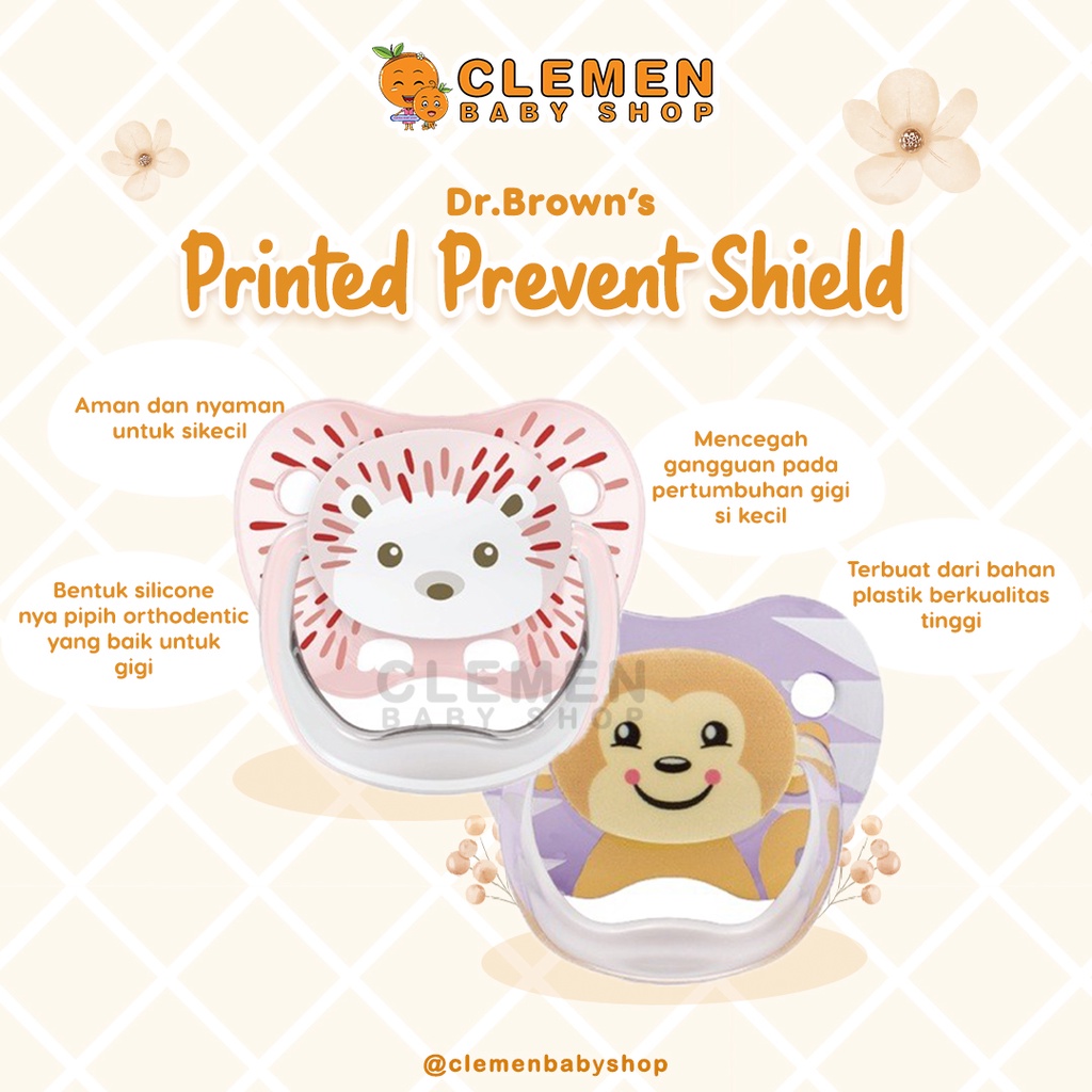 Jual Dr.Brown's Prevent PRinted Shield Pacifier | Shopee Indonesia