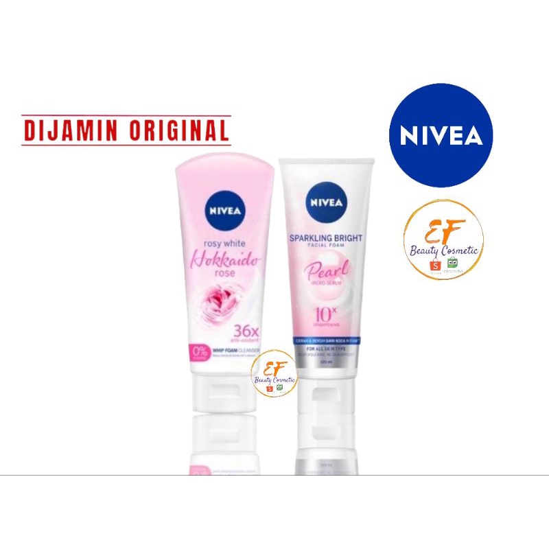 Jual NIVEA Sparkling White Whitening | Hokkaido Rose Facial Foam 100 ml ...