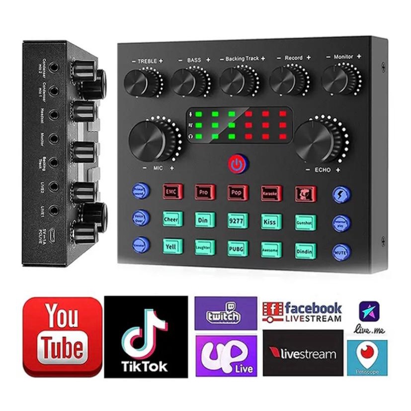 Jual Soundcard Mixer V8 RGB LED External Bluetooth Audio USB Soundcard ...