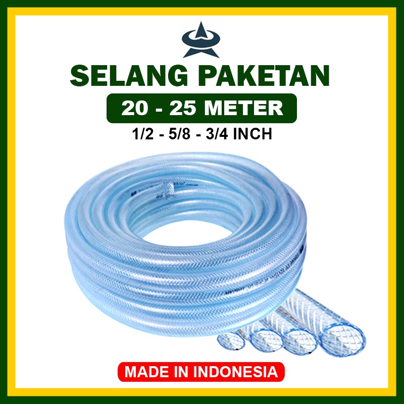 Jual GEMUK Selang Air 20 Meter 25 Meter 1/2 5/8 3/4 1 Inch Selang Benang Transparan PVC Selang ...