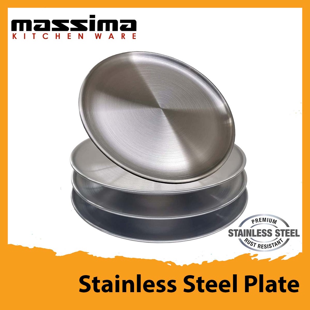 Jual Stainless Steel Plate 34cm Piring Stainless Steel 34 cm | Shopee ...